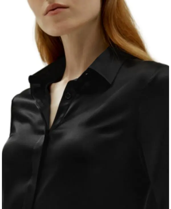 Lilysilk Basic Concealed Placket Silk Shirt - Black