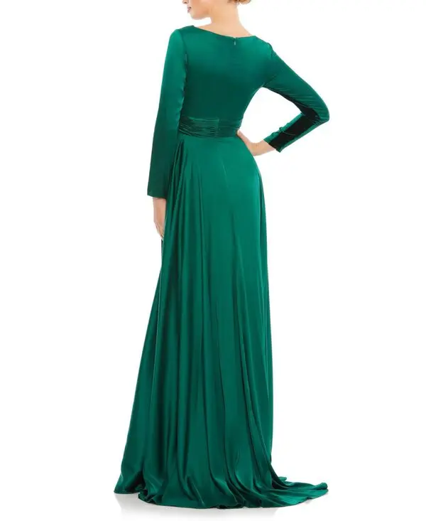 Mac Duggal Long Sleeve A-line Gown - Emerald