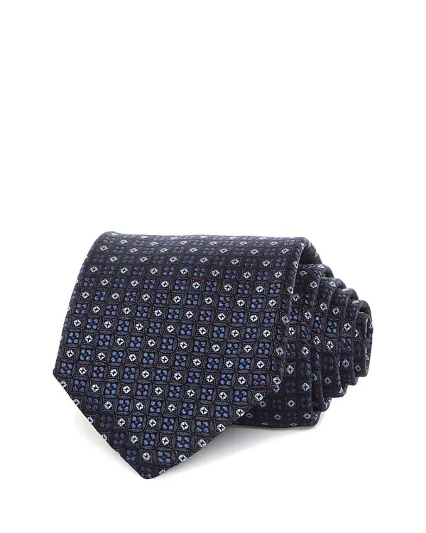 Canali Silk Medallion Neck Tie - Dark Blue