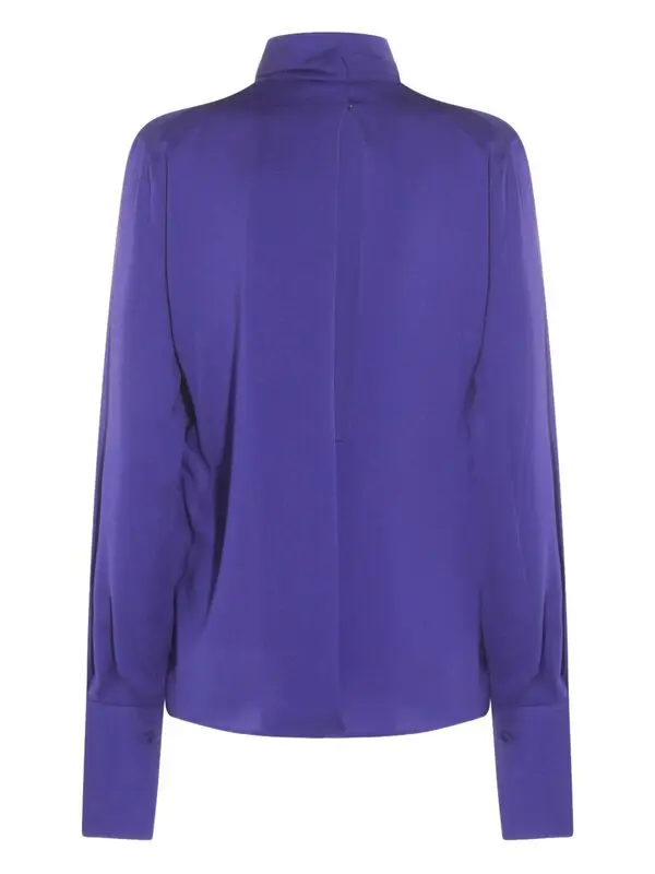 TOM FORD Silk High Neck Blouse - Blue
