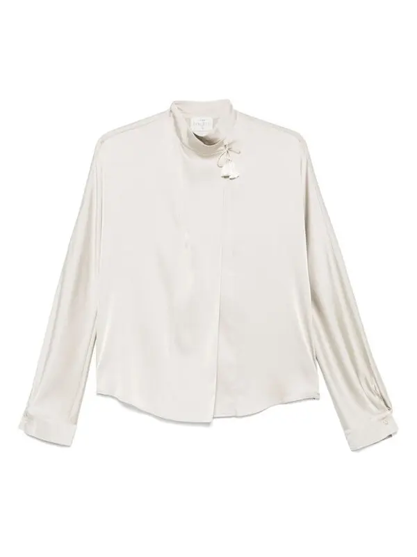 TOM FORD Silk High Neck Blouse - Silver