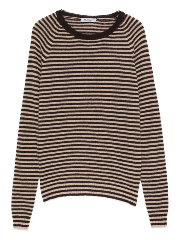 BASE Striped Wool Sweater - Brown
