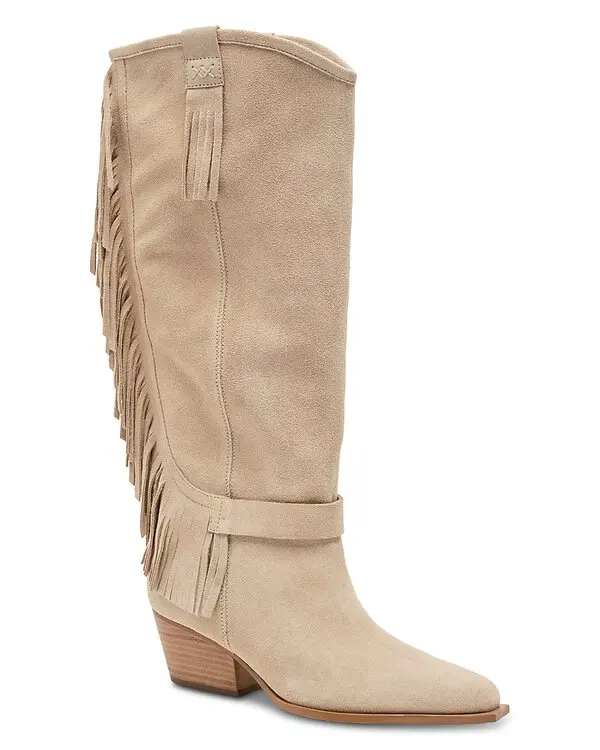 Free People Faith Fringe Western Boots - Sunstone Sand Suede