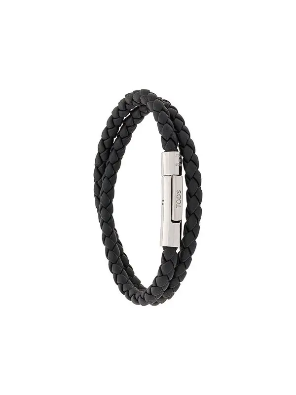 TOD'S Logo Braided Band Bracelet - Black