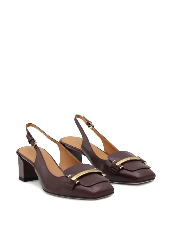 TOD'S Leather Slingback Pumps - Brown
