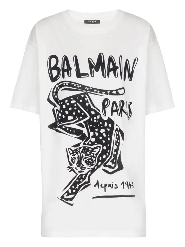 Balmain Leopard Print T-shirt - White