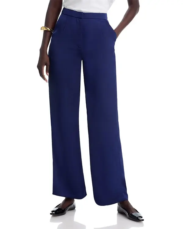 Misook Wide Leg Crepe De Chine Pant