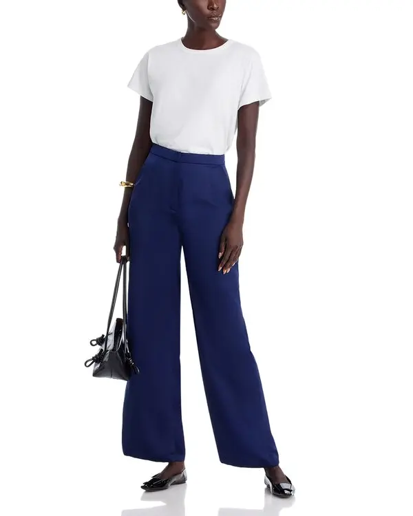 Misook Wide Leg Crepe De Chine Pant