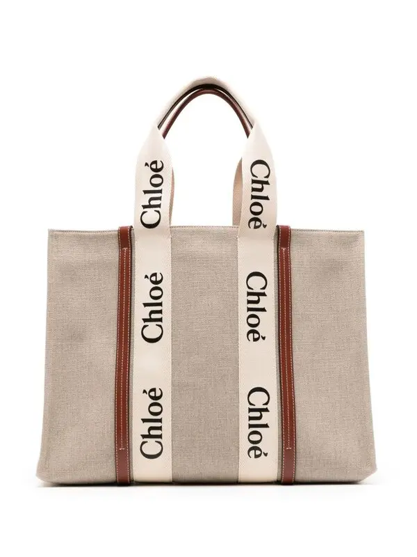 Chloé Woody Large Canvas Tote - Beige