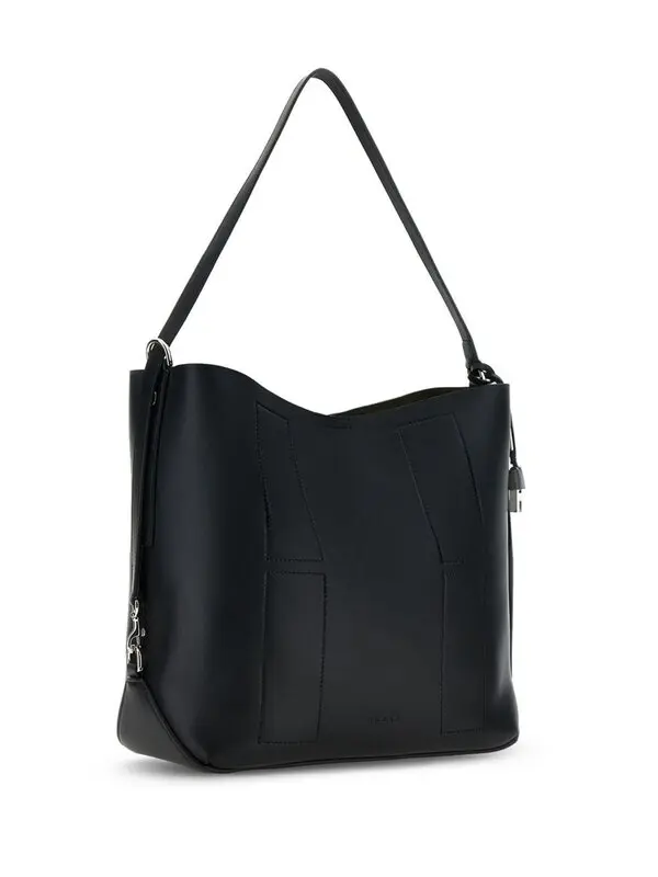 Hogan Hocket Medium Leather Hobo Bag - Black