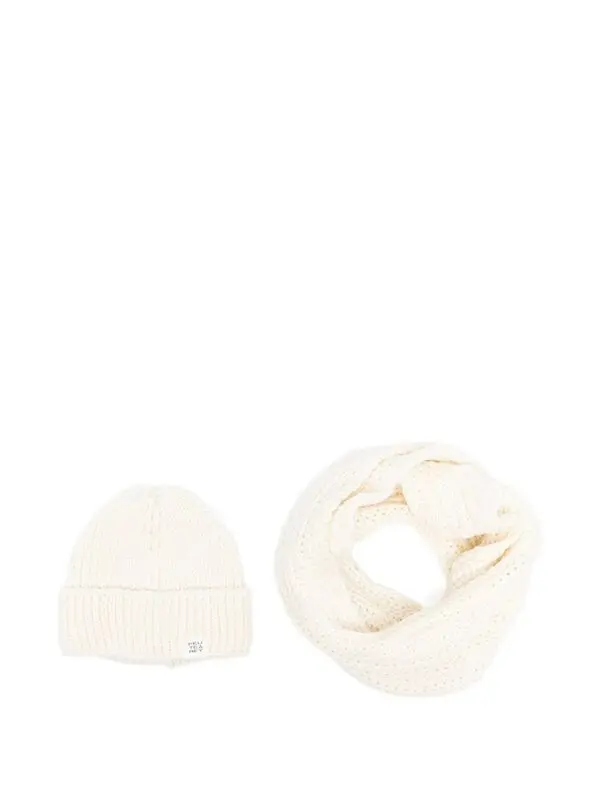 Peuterey Wool Beanie And Scarf Set - White