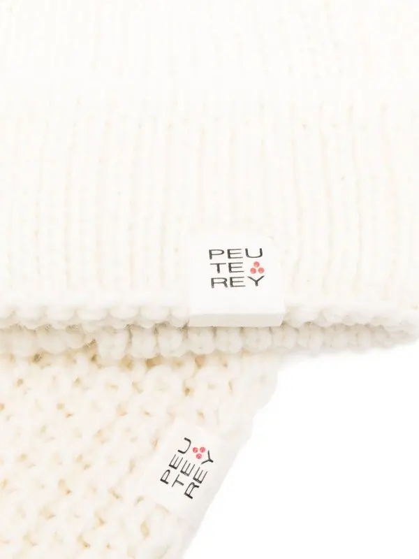 Peuterey Wool Beanie And Scarf Set - White