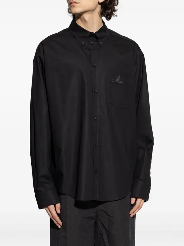 Balenciaga Oversized Shirt With Logo - Black