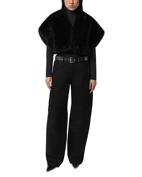 Apparis Devin Faux Fur Shrug - Noir