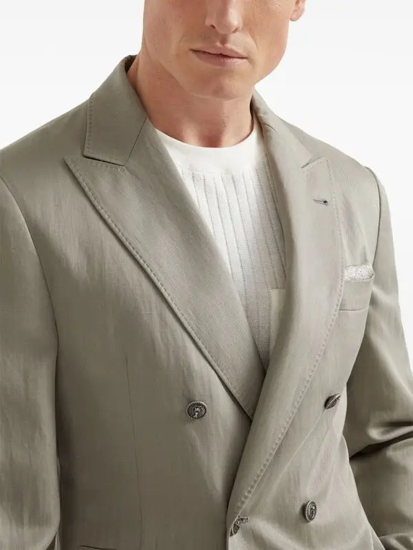 Brunello Cucinelli Silk And Linen Double-breasted Jacket