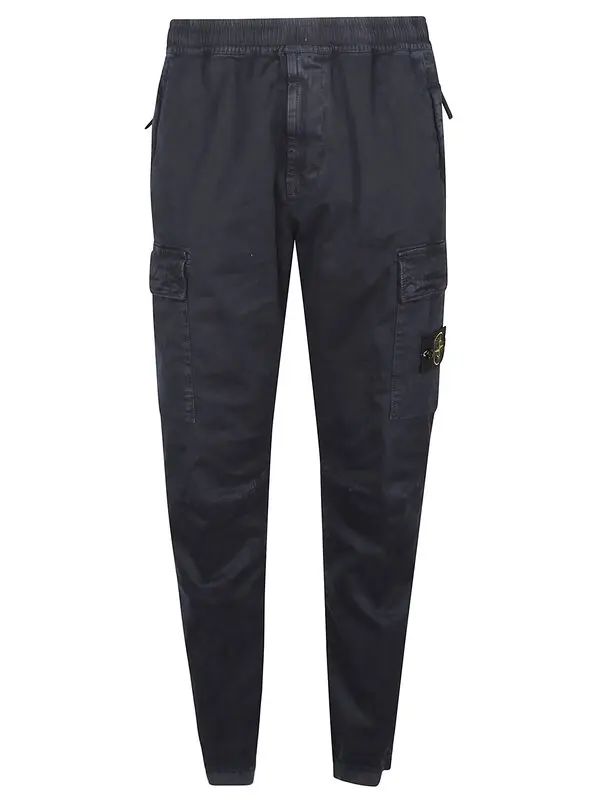 Stone Island Cotton Trousers With Logo - Blue