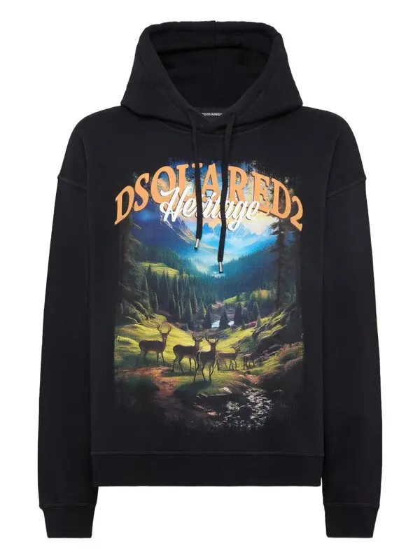 Dsquared2 Hoodie In Cotton - Black