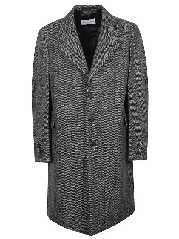Givenchy Herringbone Coat - Black