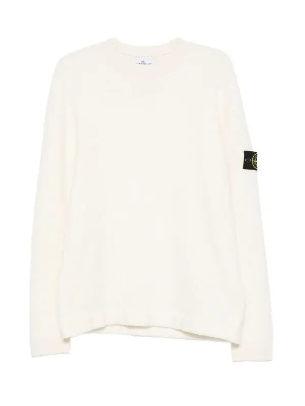 Stone Island Ribbed Crew Neck Sweater - White