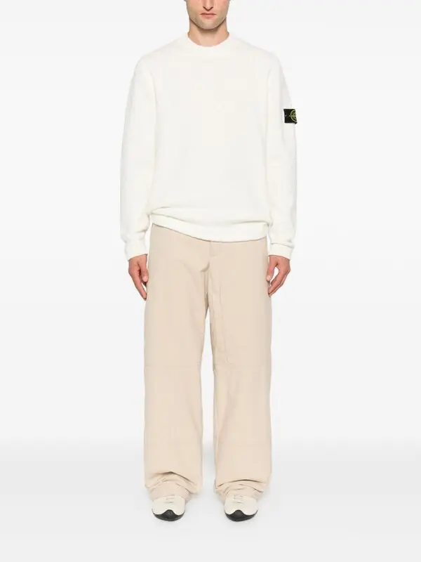 Stone Island Ribbed Crew Neck Sweater - White
