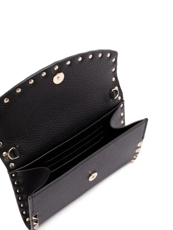 Valentino Garavani Rockstud Leather Wallet On Chain - Black