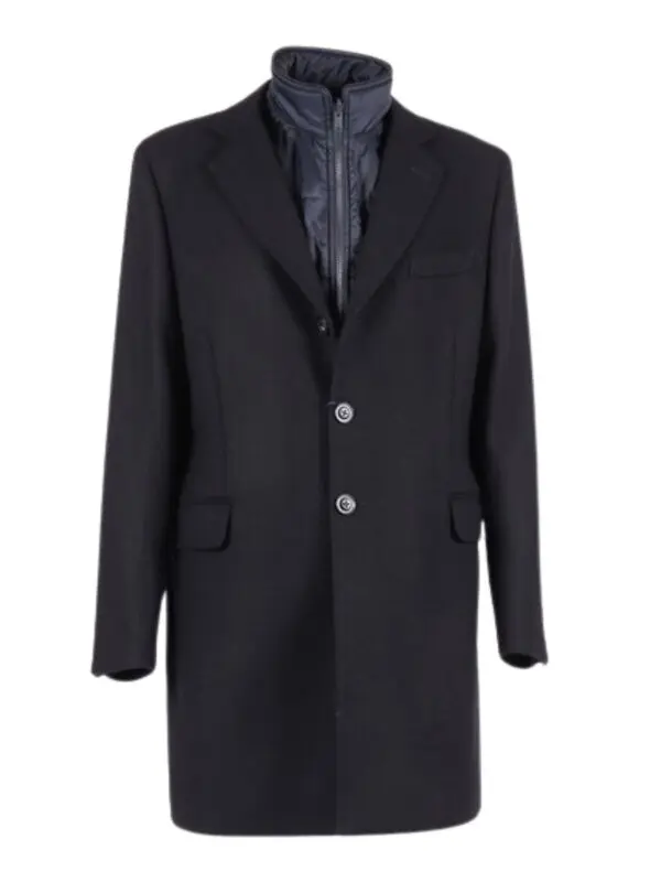 FAY Buttoned Wool Coat - Blue