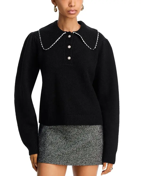 Aqua Collared V-neck Sweater