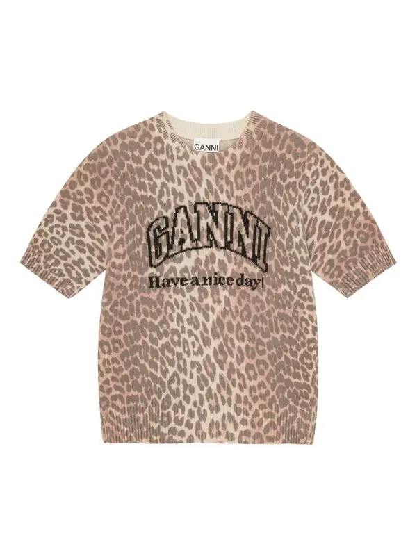 GANNI Logo Wool T-shirt - Multi