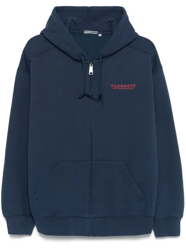 Carhartt Work In Progress Logo Cotton Zipped Hoodie