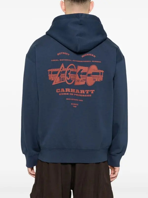 Carhartt Work In Progress Logo Cotton Zipped Hoodie