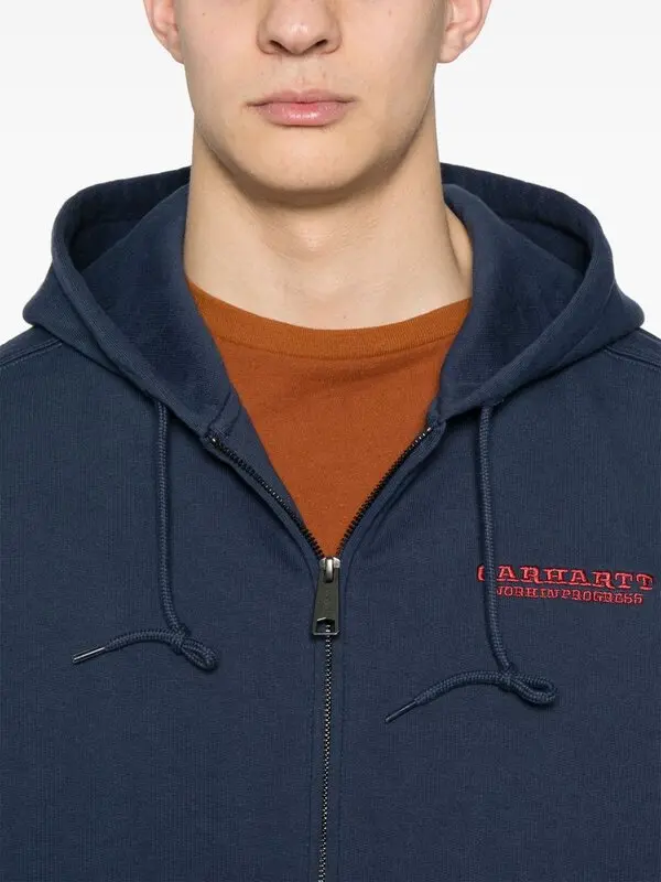 Carhartt Work In Progress Logo Cotton Zipped Hoodie