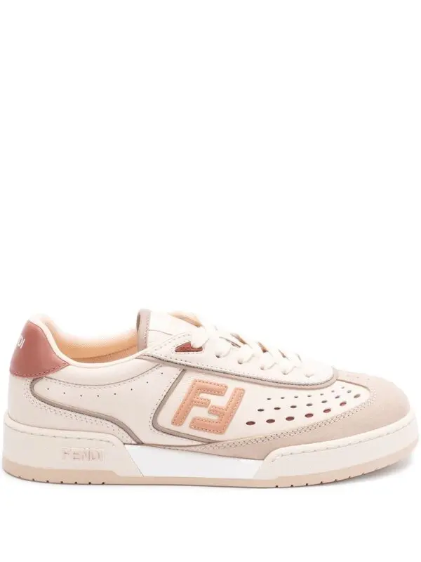 Fendi Match Leather Sneakers - Beige