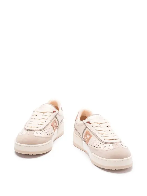 Fendi Match Leather Sneakers - Beige