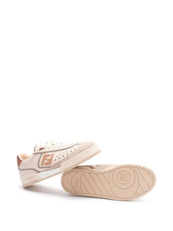 Fendi Match Leather Sneakers - Beige