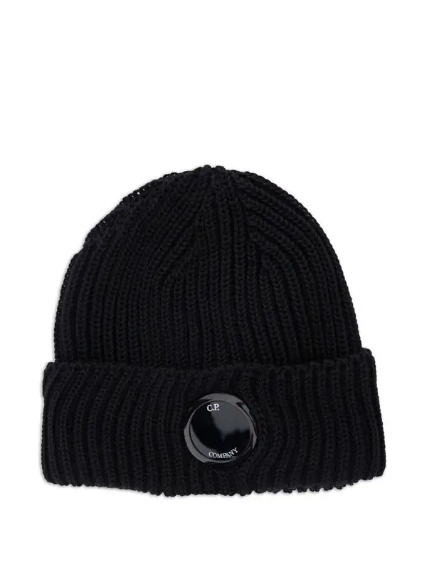 Stone Island Logo Wool Beanie - Black