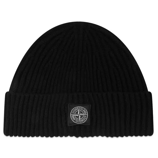 Stone Island Full Rib Rws Wool Beanie - Black