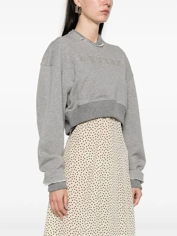 Alexander McQueen Logo Cotton Cropped Sweatshirt - Grey