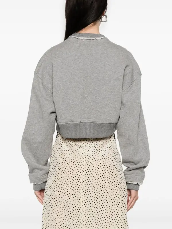 Alexander McQueen Logo Cotton Cropped Sweatshirt - Grey