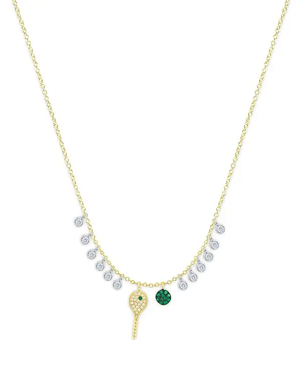 Meira T Diamond And Emerald Pendant Necklace - Gold