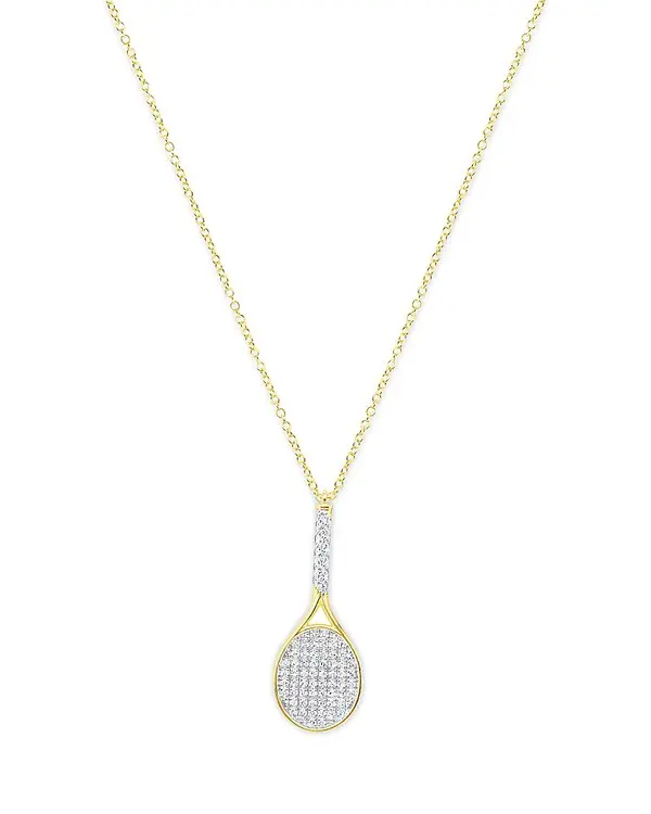 Meira T 14k White & Yellow Diamond Tennis Racket Pendant Necklace - Gold
