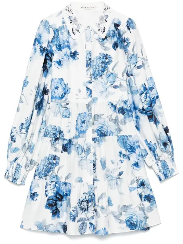 Alice + Olivia Junia Printed Mini Dress - Sky Blue