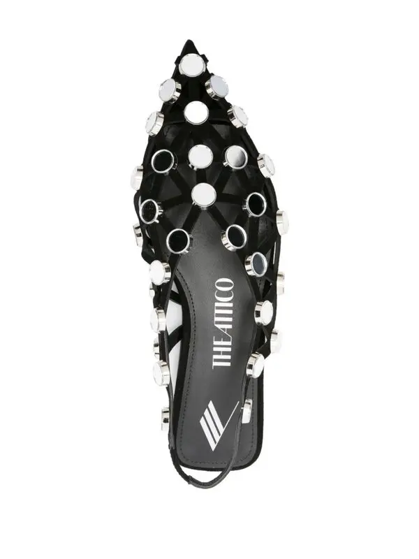 Attico Grid Slingback Ballerinas - Black