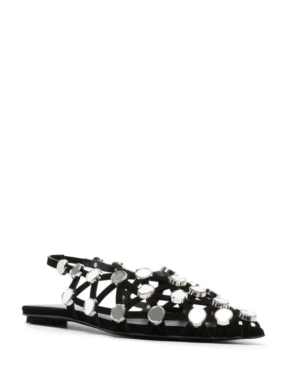 Attico Grid Slingback Ballerinas - Black