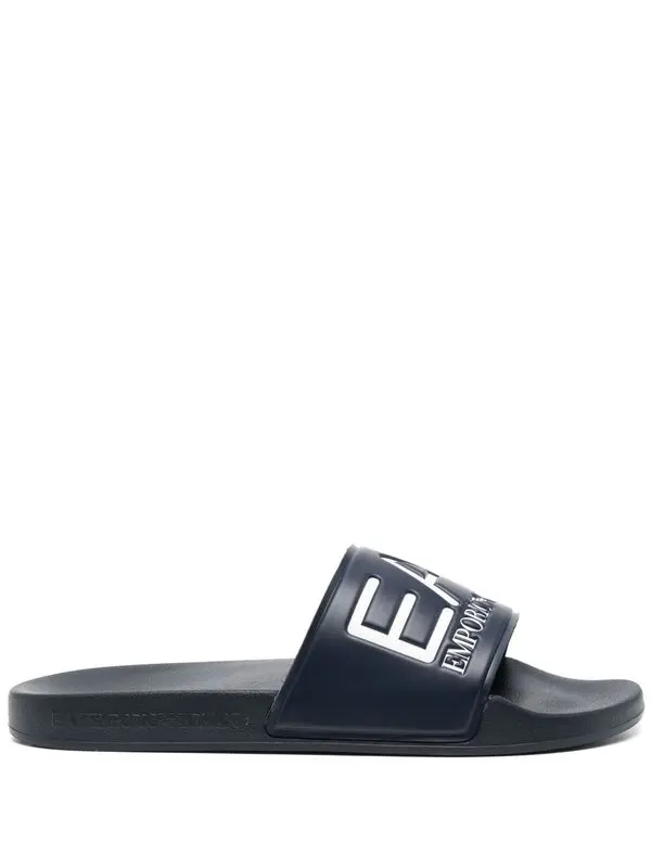 Moncler Logo Pool Slides - Blue