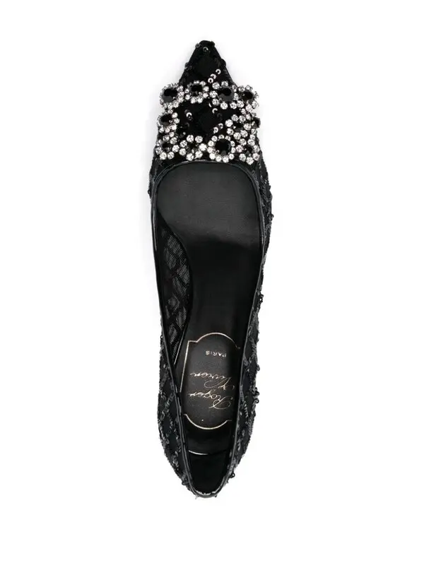 ROGER VIVIER Flower Strass Pumps - Black