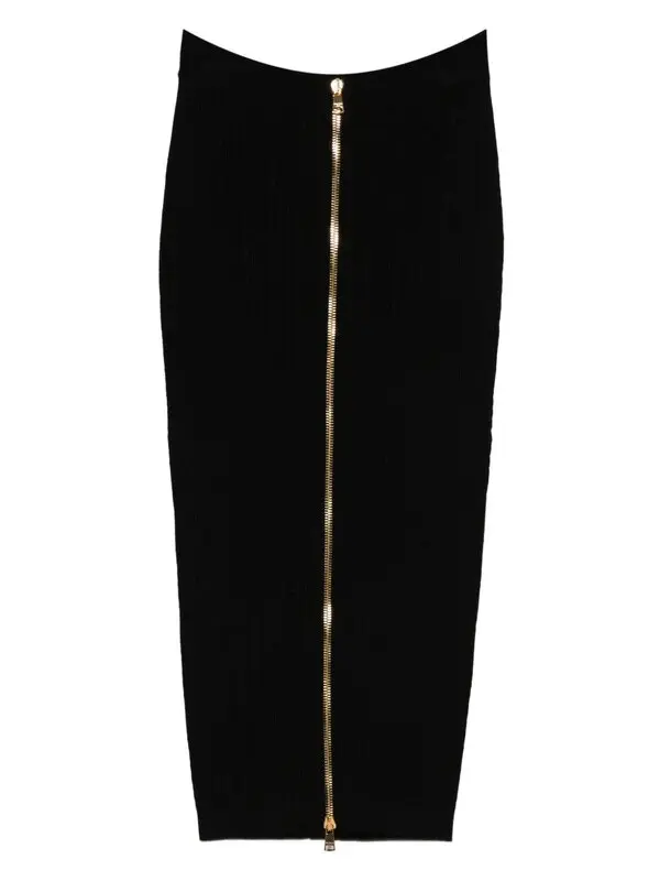 Balmain Buttoned Long Skirt - Black