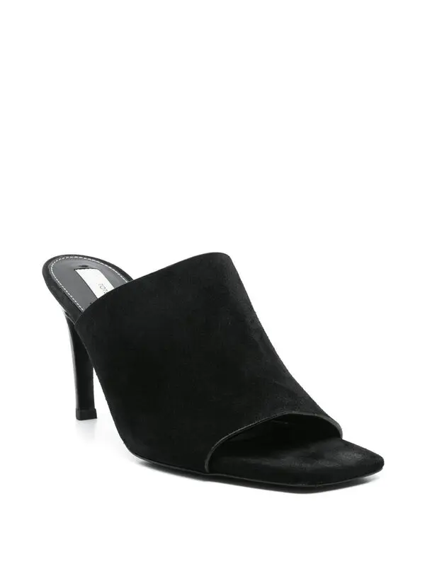 TOTEME Velvet Mules With Sculpted Heel - Black