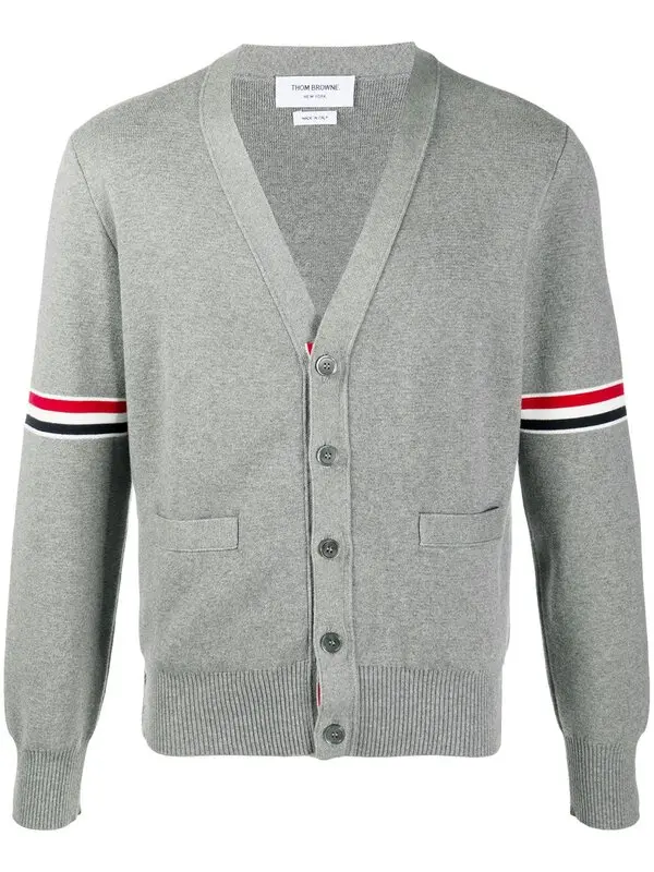 Thom Browne Rwb Cotton Cardigan - Grey