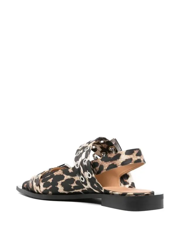 GANNI Leopard Print Slingback Ballerinas - Brown