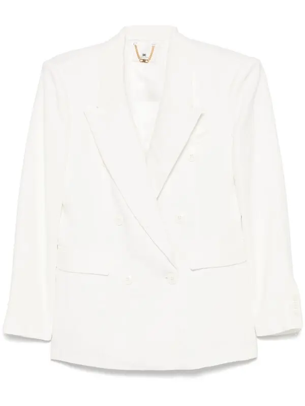Elisabetta Franchi Linen Blend Double-breasted Jacket - White